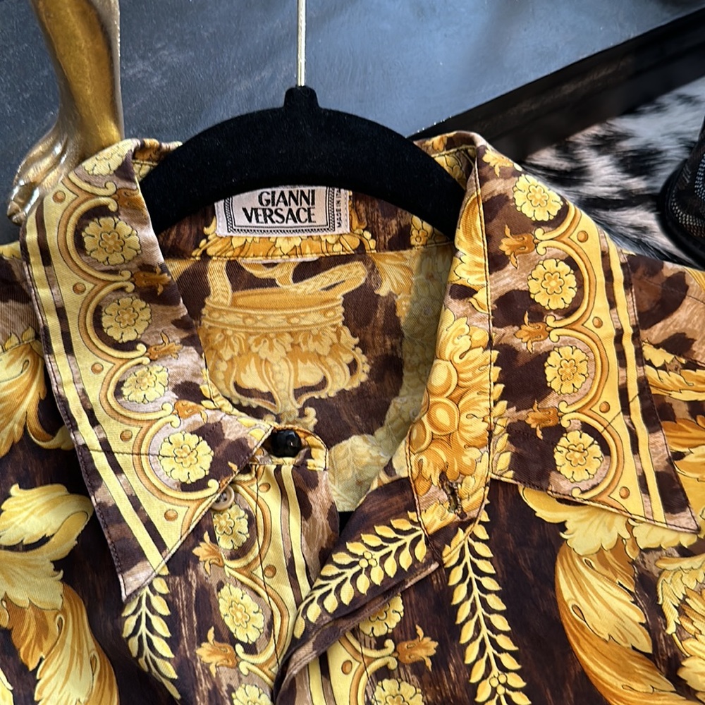 Vintage Gianni Versace Silk Leopard Animal Print Crow… - Gem